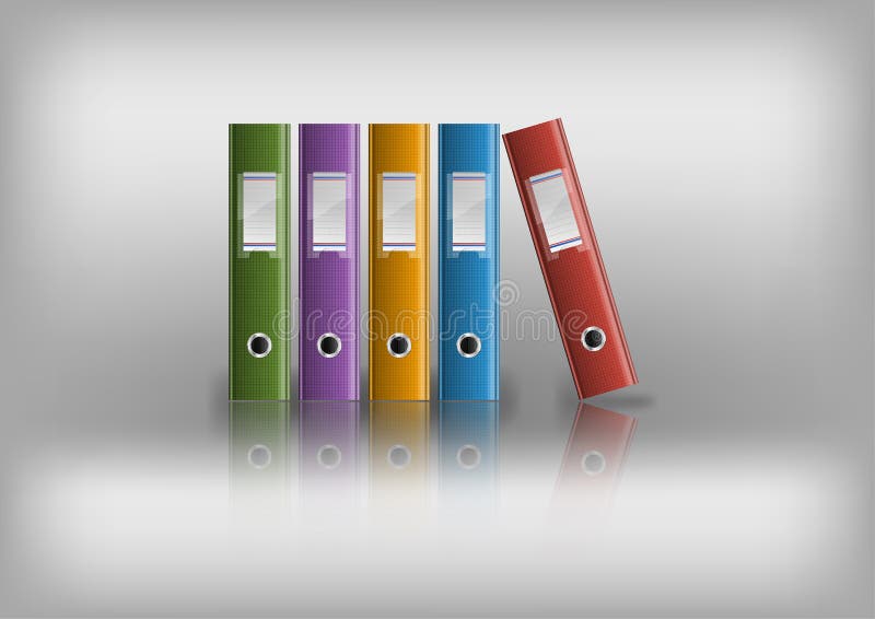 Seven Rainbow Color File Folders Isolated on White Stock Illustration ...