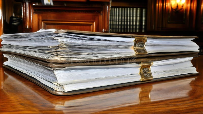 Office Files Stacked Desk Wood Paneling Stock Photo - Image of ...