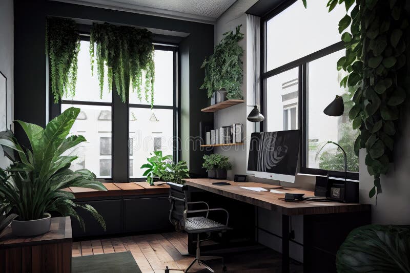 Office Filled with Greenery and Natural Light, Perfect for a Peaceful ...