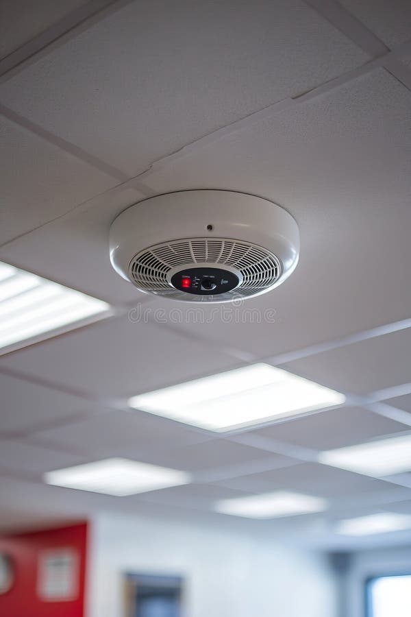 Office Fire Safety Ceiling - Mounted Smoke Detector, Textured Tile ...
