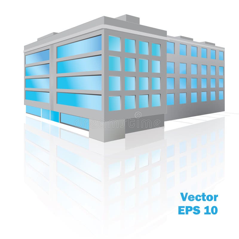 Office Five Storey Building in Perspective, with Reflection Stock ...