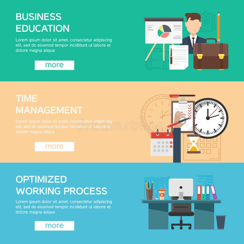 Office Flat Banner Set stock vector. Illustration of finance - 72850544