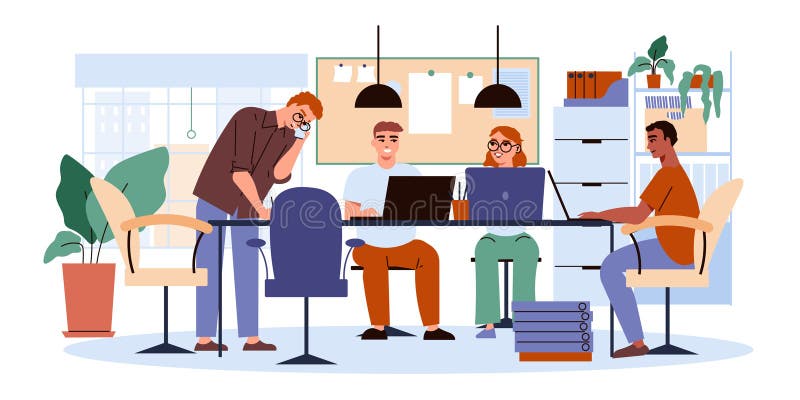 Office Flat Concept stock illustration. Illustration of management ...