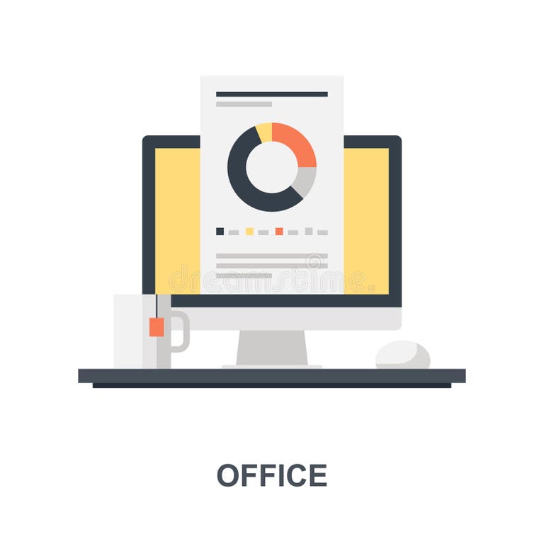 Office Flat Icon Design Concept Stock Vector - Illustration of flat, chart: 364382729