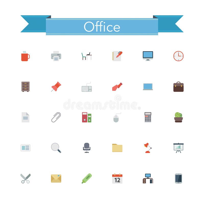 Office Flat Icons stock vector. Illustration of internet - 58904489