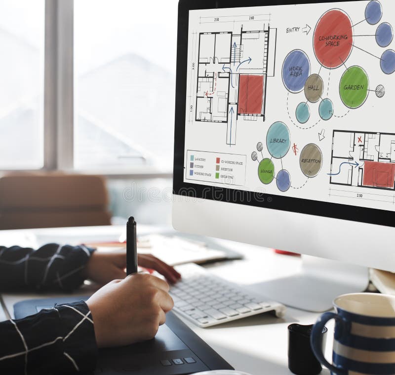 Office Floor Plan Sketch Drawing Concept Stock Photo - Image of ...