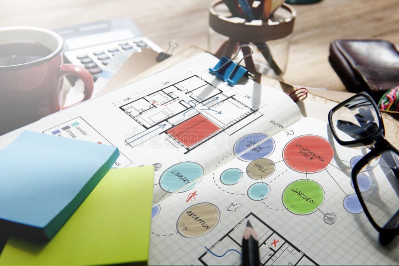 Office Floor Plan Sketch Drawing Concept Stock Image - Image of project ...
