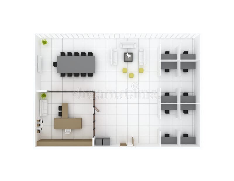 Office floor plan top view stock illustration. Illustration of desktop ...
