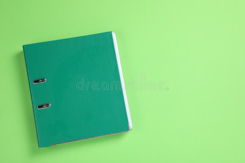 Office Folder on Light Green Background, Top View Stock Photo - Image ...