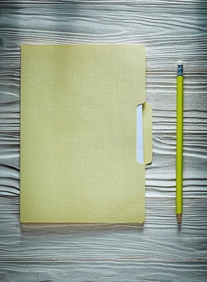 Office Folder Paper Sheets Pencil on Wooden Board Stock Photo - Image ...