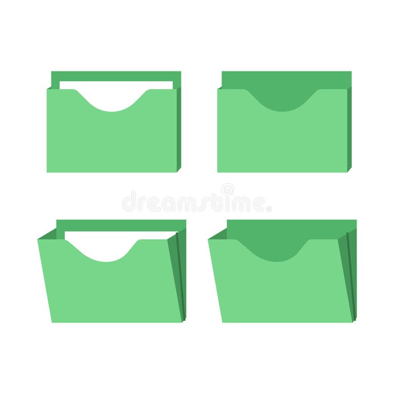 Office Folder Set. Folder with Documents, Opened and Closed Folders ...