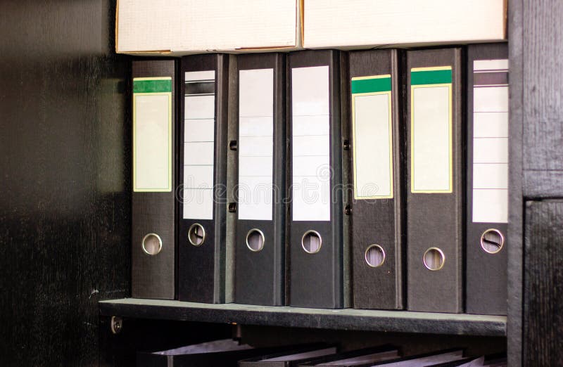 Office Folders Stand on the Shelf Stock Image - Image of document ...