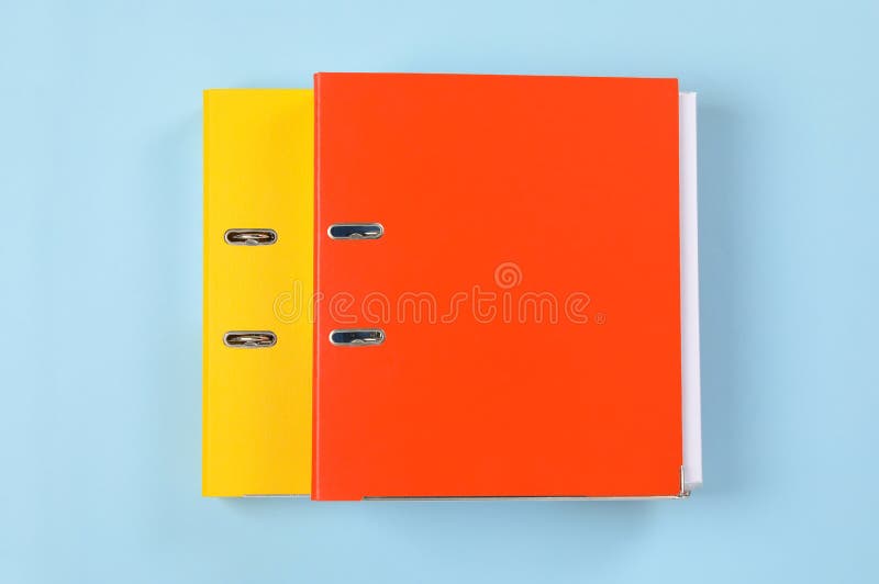 Office Folders on Light Blue Background, Flat Lay Stock Image - Image ...