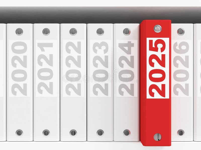 Office Folders on the Shelves. New Year 2024 Concept Stock Illustration ...