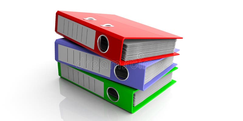 Office Folders On White Background. 3d Illustration Stock Illustration ...