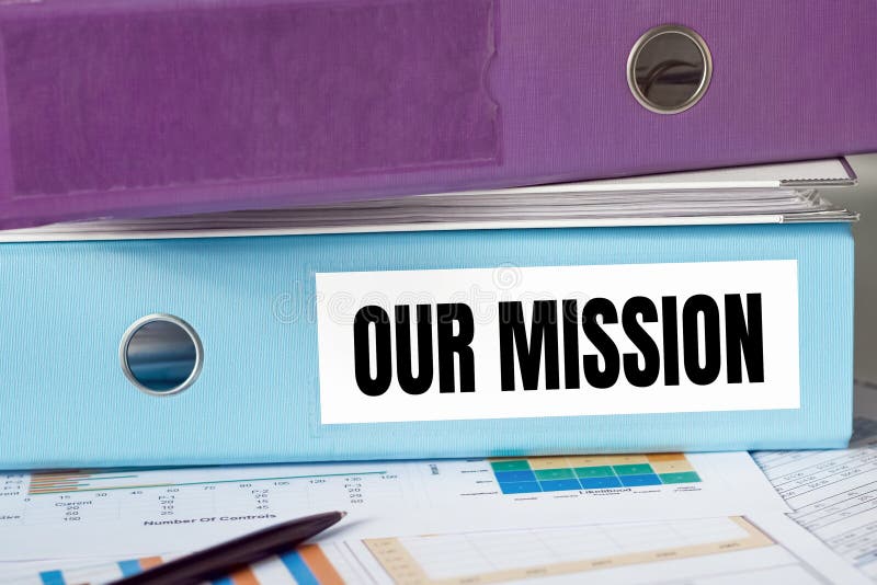 Office Folders with the Text OUR MISSION Stock Photo - Image of wood ...
