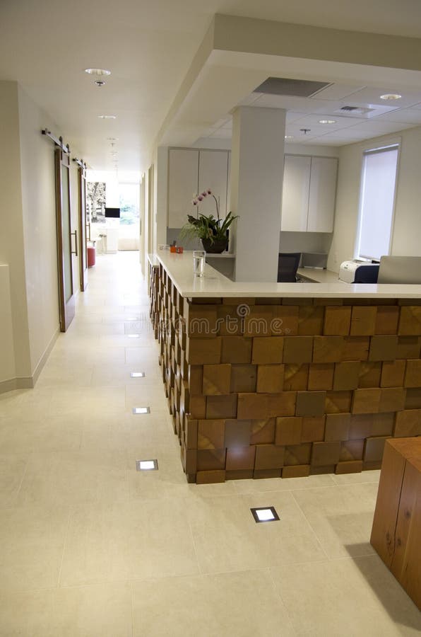 Office Front Desk Guest Waiting Room Stock Image - Image of furniture ...