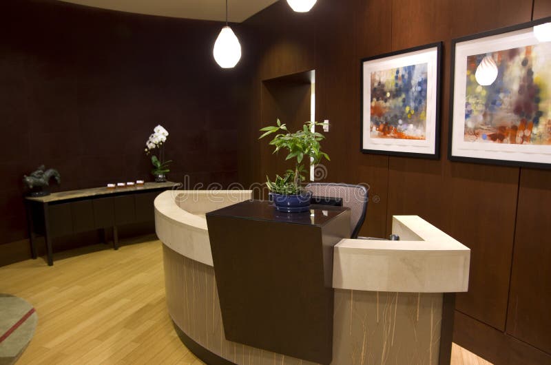 Office Front Desk Reception Stock Image - Image of interior, front ...