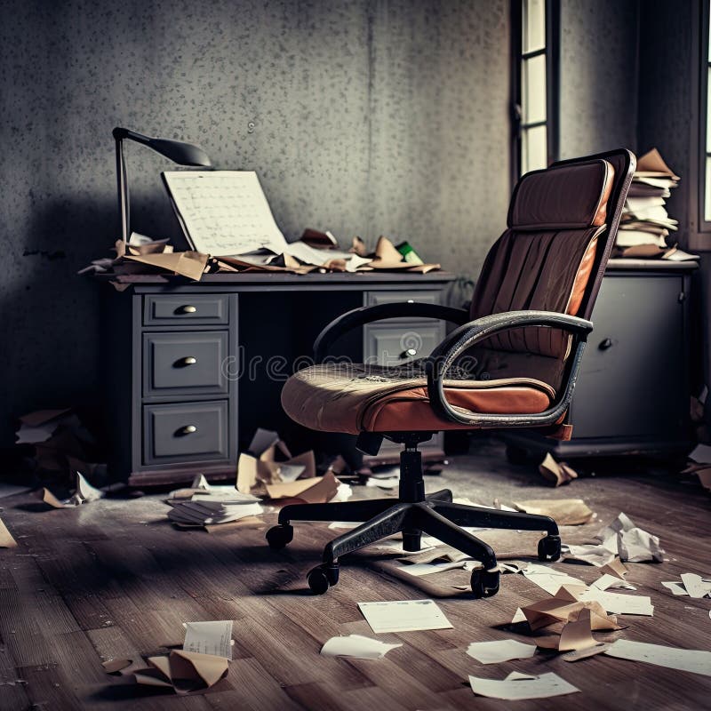 An Office Full of Paperwork, a Computer Stock Illustration ...