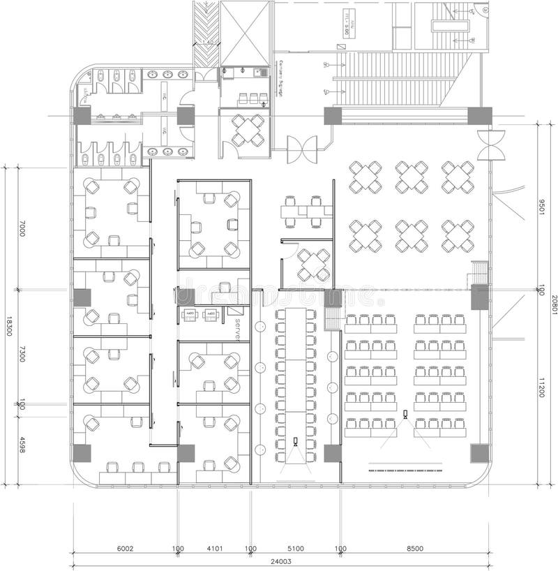 Office Furniture Layout Plan in 2D Vector Format, Drawn Using AutoCAD ...