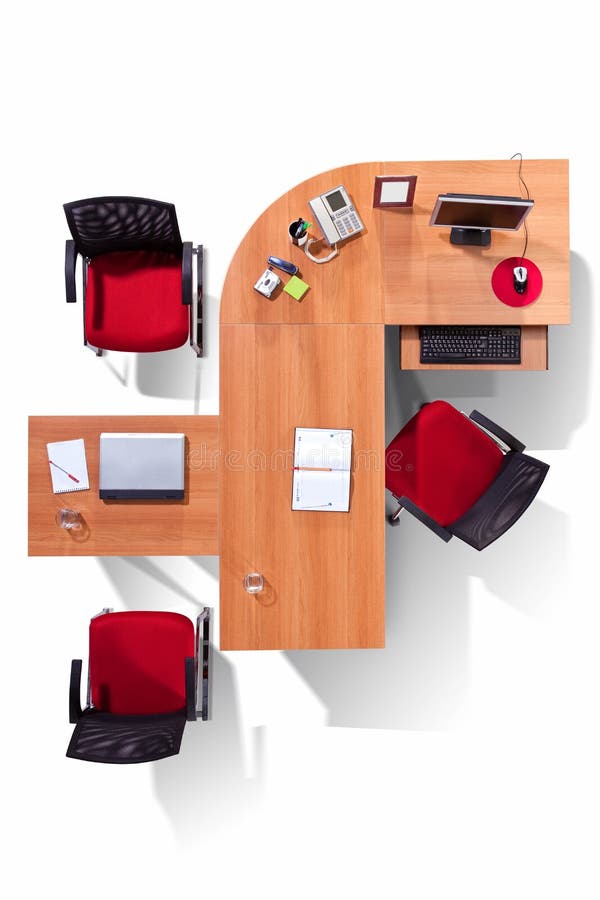 Office Furniture on a White Background Top View Stock Image - Image of ...