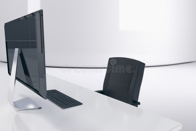 Office Furniture in White Room Stock Illustration - Illustration of ...