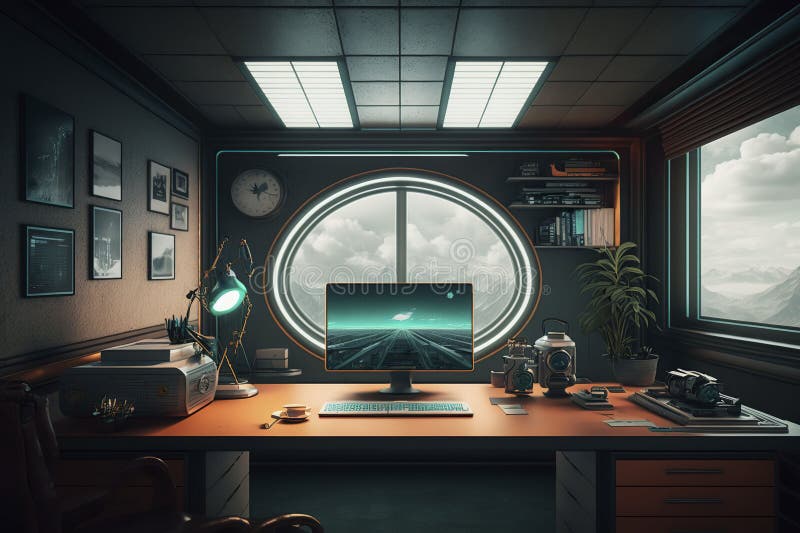 Office of the Future. Generative Ai Stock Illustration - Illustration ...