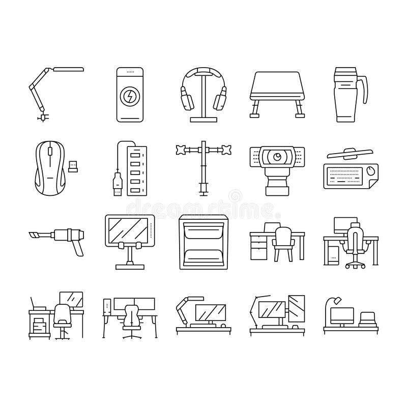 Office Gadget Computer Business Icons Set Vector Stock Illustration ... Office Gadget Computer Business Icons Set Vector Stock Illustration ...