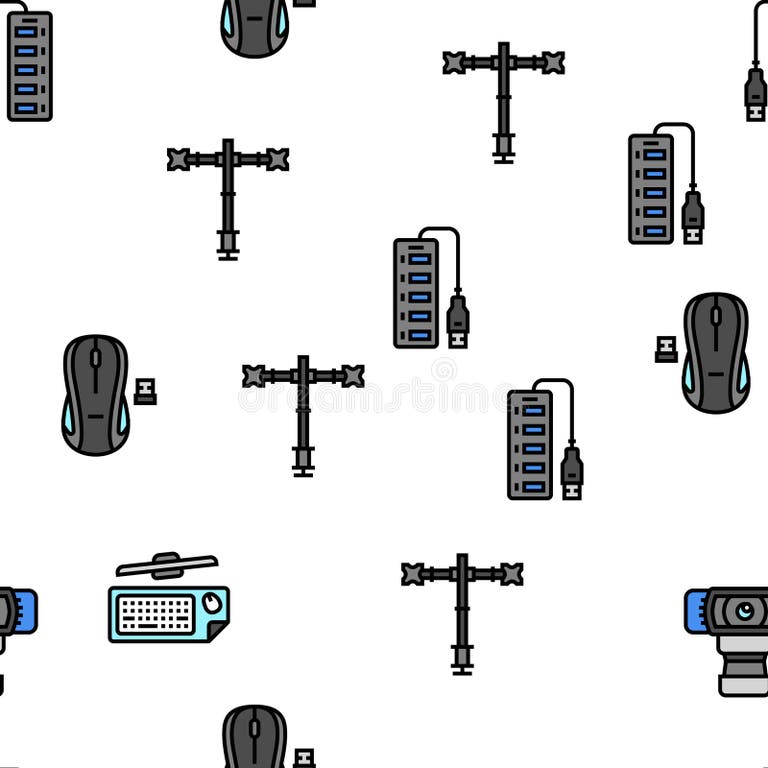 Office Gadget Computer Business Vector Seamless Pattern Stock Vector ...