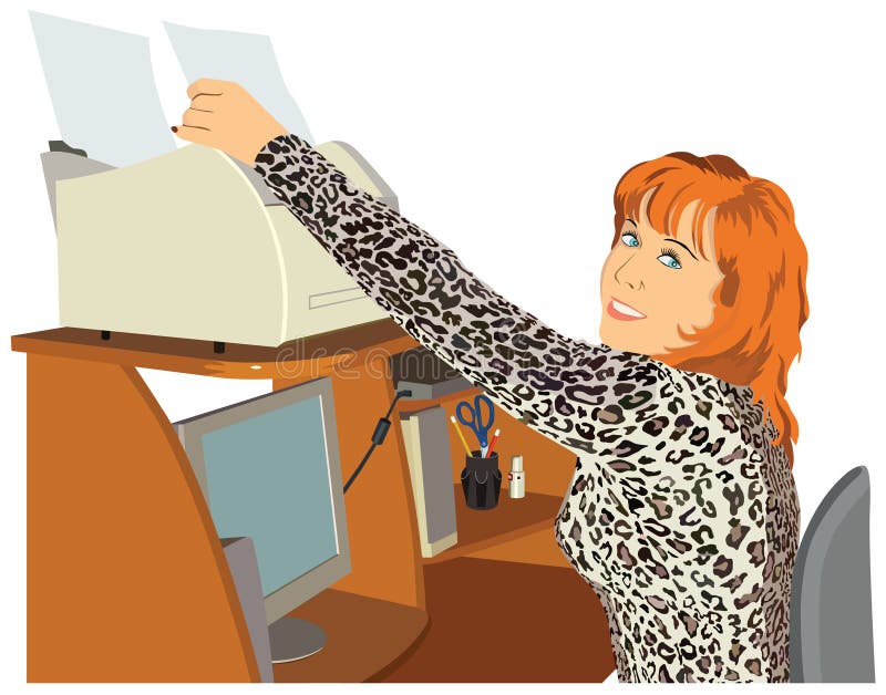 Office girl stock vector. Illustration of depiction, computer - 7550830