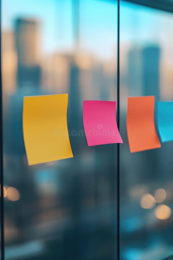 Office Glass Wall with Sticky Notes Stock Image - Image of wall ...