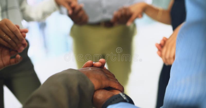 Office, Group and Holding Hands for Support, Care and Comfort with a ...