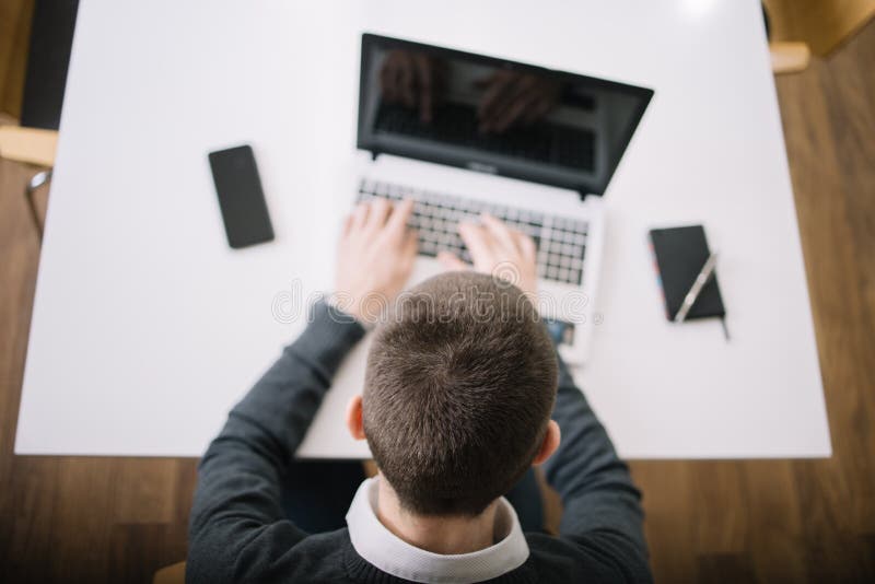 Office Guy Typing on Laptop Keyboard in the Office Stock Image - Image ...