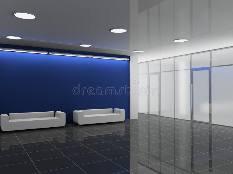 Hall a modern office stock illustration. Illustration of light - 21110016