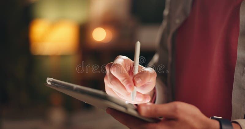 Office, Hands and Digital Tablet with Pen for Writing, Drawing Sketch ...