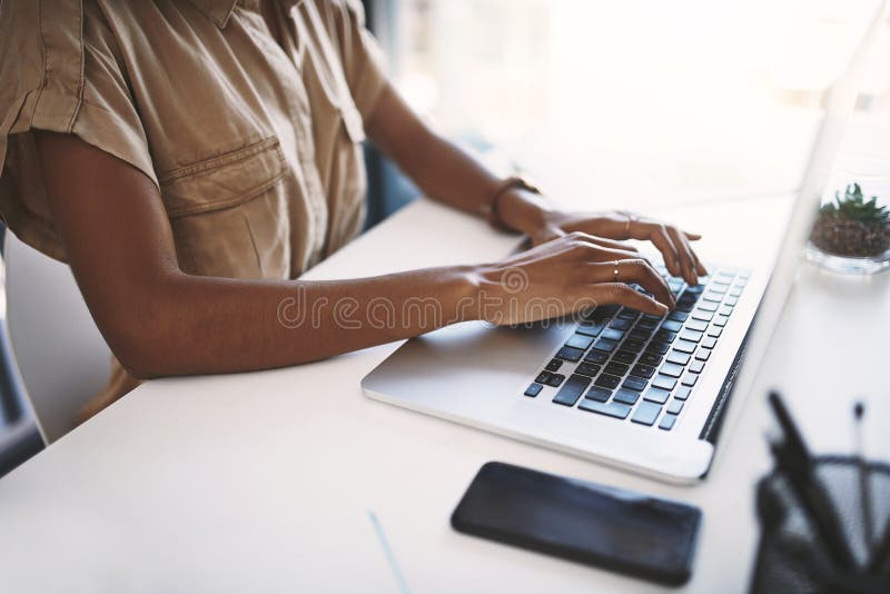 Office, Hands and Writer with Laptop for Research, Typing and ...
