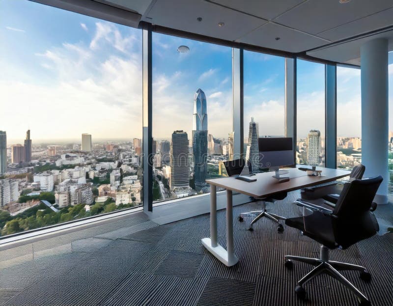 Office on a High-rise Building with a Great View of the City Stock ...