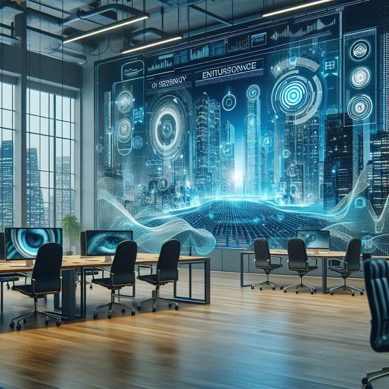 Office with High Tech Equipped Technology Stock Illustration ...