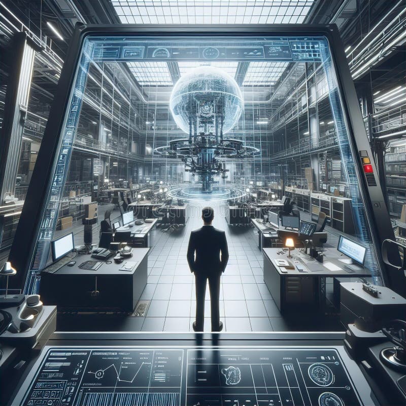 Office with High Tech Equipped Technology Stock Illustration ...