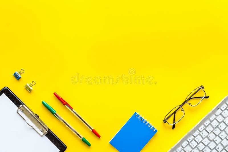 Office or Home Workspace with Computer Keyboard. Top View Stock Photo ...