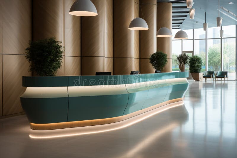 Office or Hotel, an Empty Modern Reception Desk Invites Visitors Stock ...