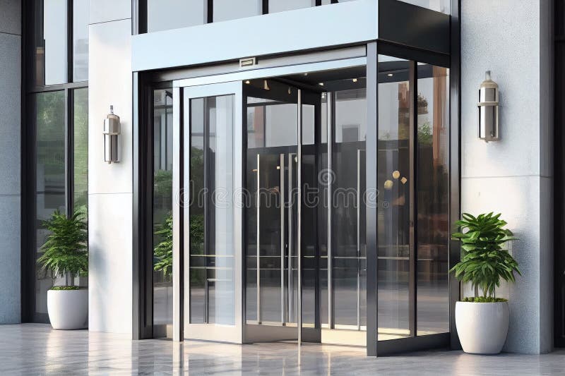 Office or Hotel Entrance with Modern Automatic Sliding Doors for Quick ...