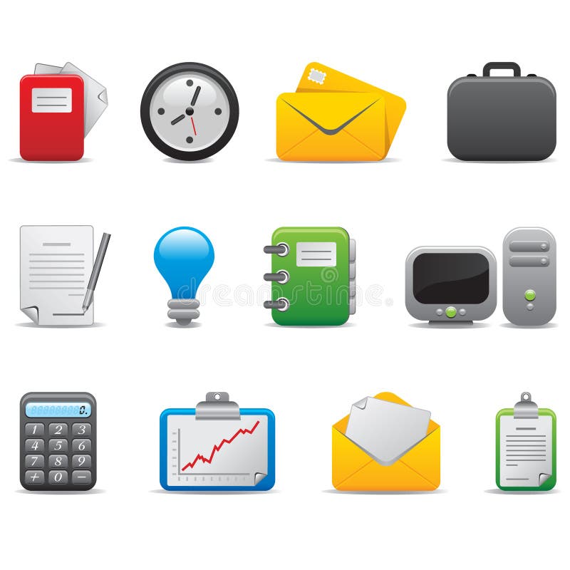 Web Page or Office Theme Icon Set Stock Vector - Illustration of ...