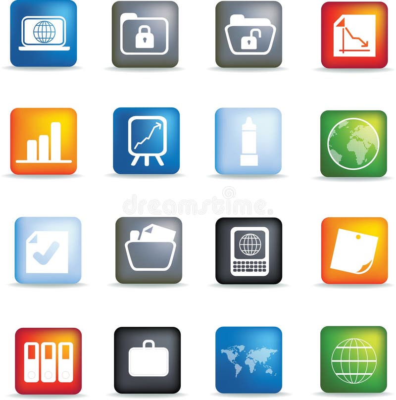 Office icon button set stock vector. Illustration of button - 8636814