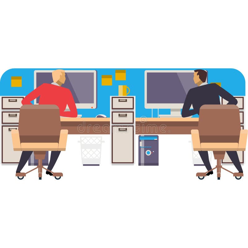 Office Icon Manager at Work Desk Flat Vector Stock Illustration ...