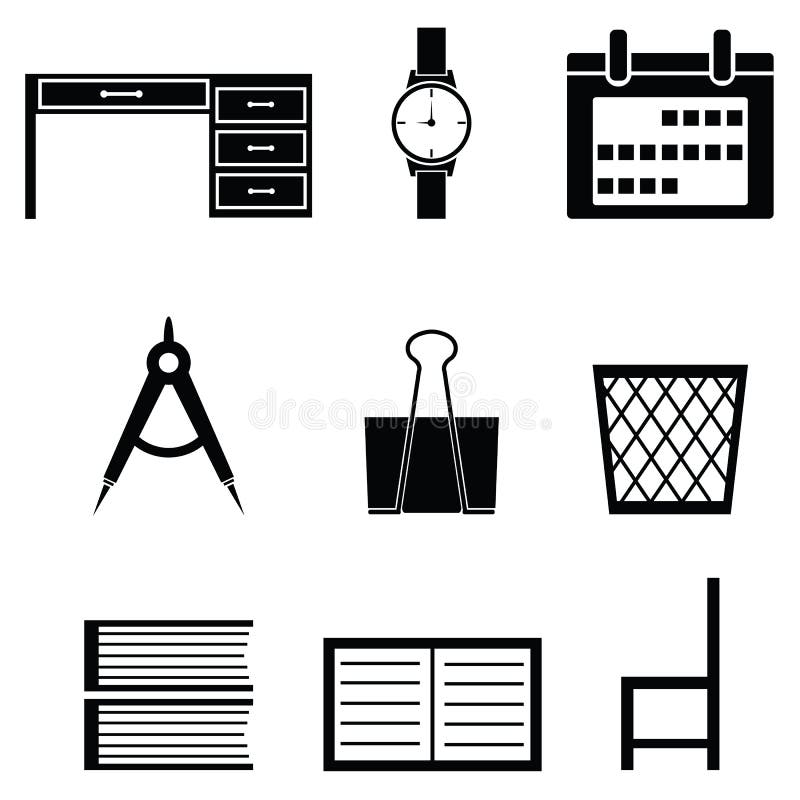 Office icon set stock vector. Illustration of document - 102682301