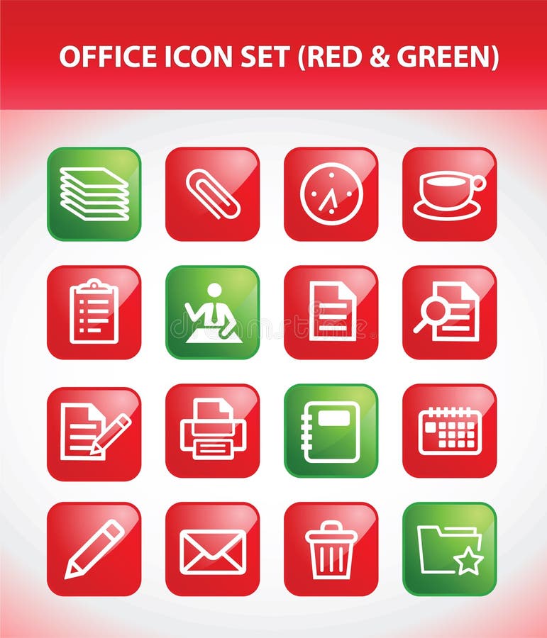 Office Icon Set stock vector. Illustration of printer - 18535644