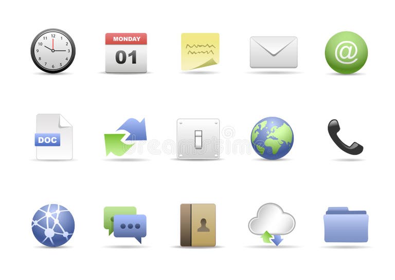 The Office Icon Set stock vector. Illustration of contacts - 22037035