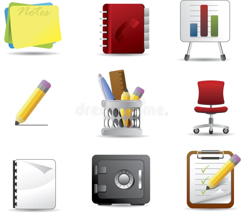 Office icon set 3 stock vector. Illustration of pencil - 13752421