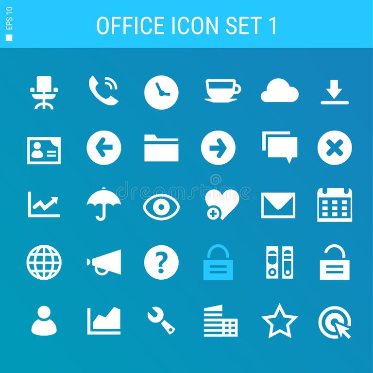 Office 1 icon set stock vector. Illustration of business - 97455356